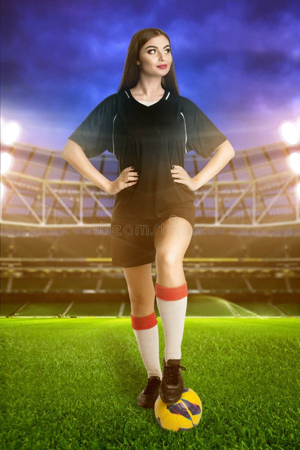 Woman Soccer Player on Stadium Stock Photo - Image of action, woman ...