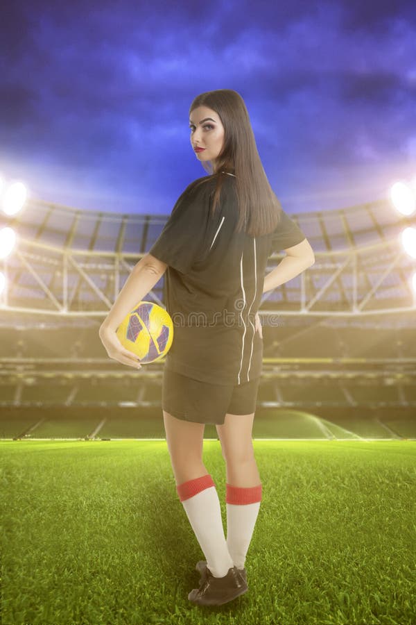 Woman Soccer Player on Stadium Stock Photo - Image of professional ...
