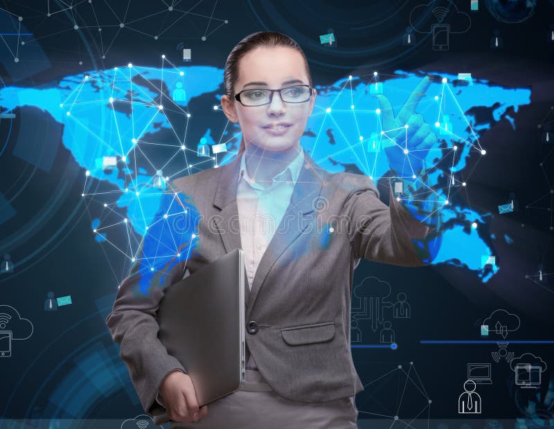 Woman in Social Data Management Concept Stock Photo - Image of connect ...