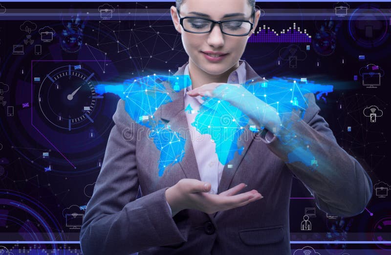 The Woman in Social Data Management Concept Stock Image - Image of ...