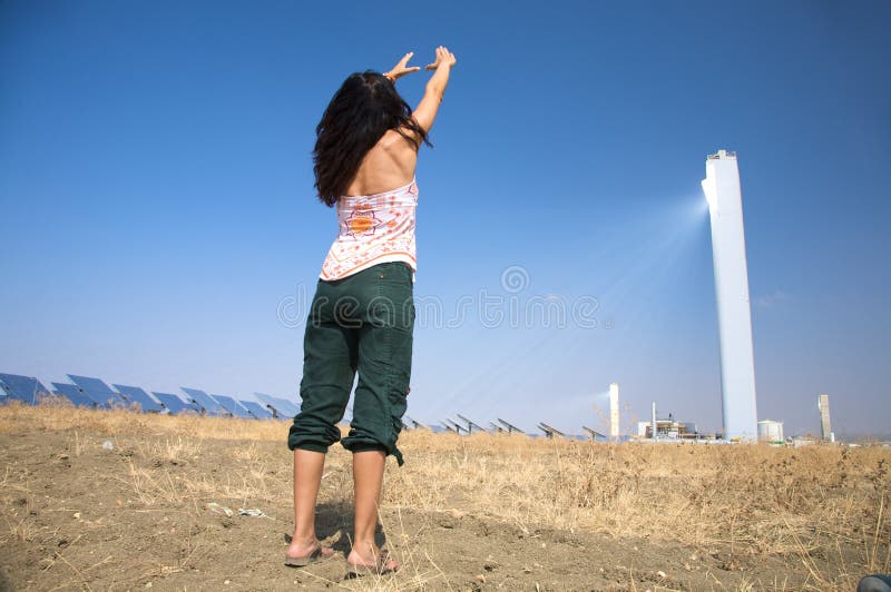 Woman and solar power stock image. Image of admire, europe - 12394765