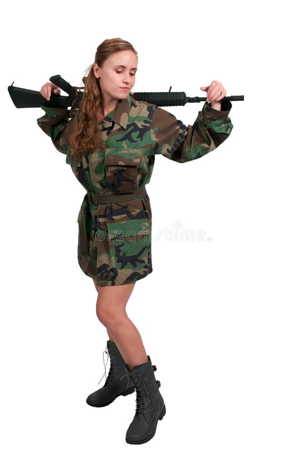 Woman Soldier stock photo. Image of camouflage, beautiful - 45220954