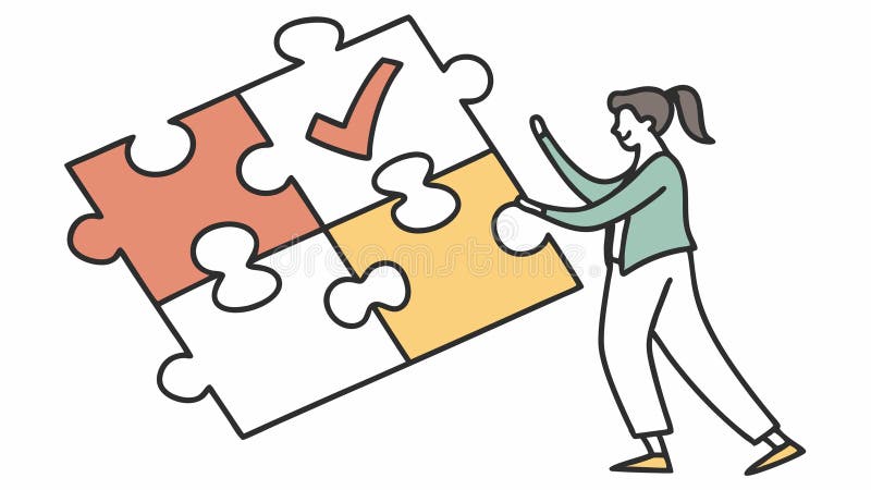 Woman with Solution Validated Puzzle Piece, Vector Design Generative AI ...
