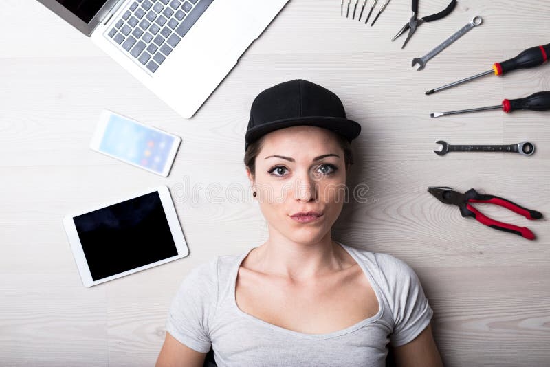 Computer No Problem Says this Woman Stock Image - Image of good ...