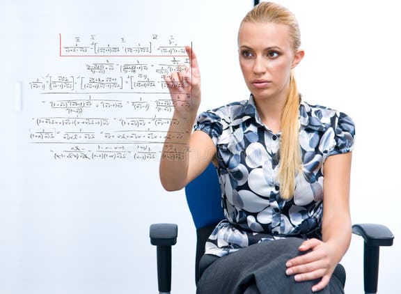 Woman solving math formula stock photo. Image of businesswoman - 11173742