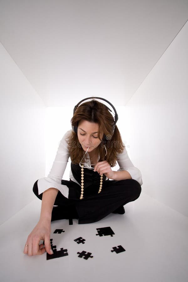 Woman solving a problem stock image. Image of cube, choice - 8150887