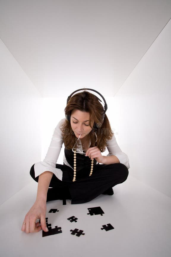 Woman solving a problem stock image. Image of cube, choice - 8150887