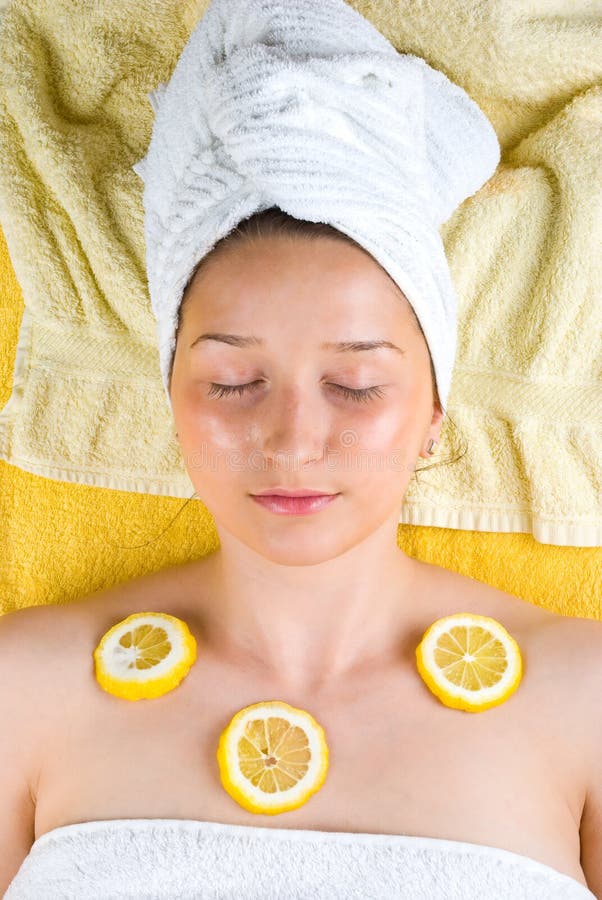Woman at Spa with Lemon on Skin Stock Image - Image of enjoying, female ...