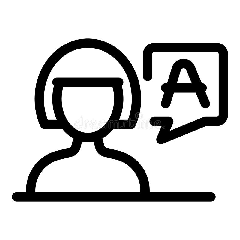 Woman Speaking Foreign Language with Letter a in Speech Bubble Icon ...