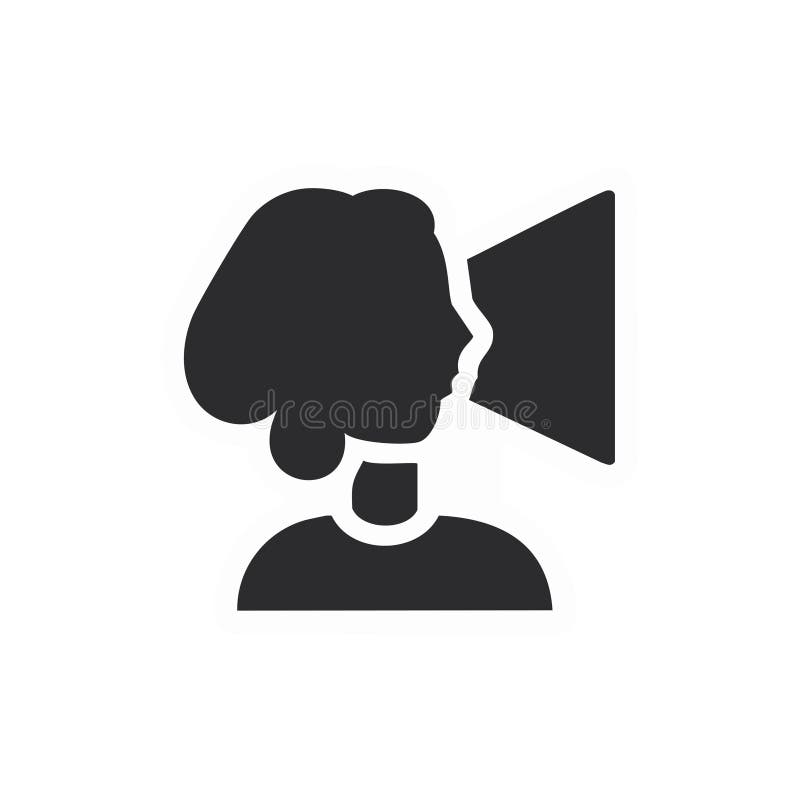 Woman Speaking with Megaphone Icon. Flat Design Style Stock ...