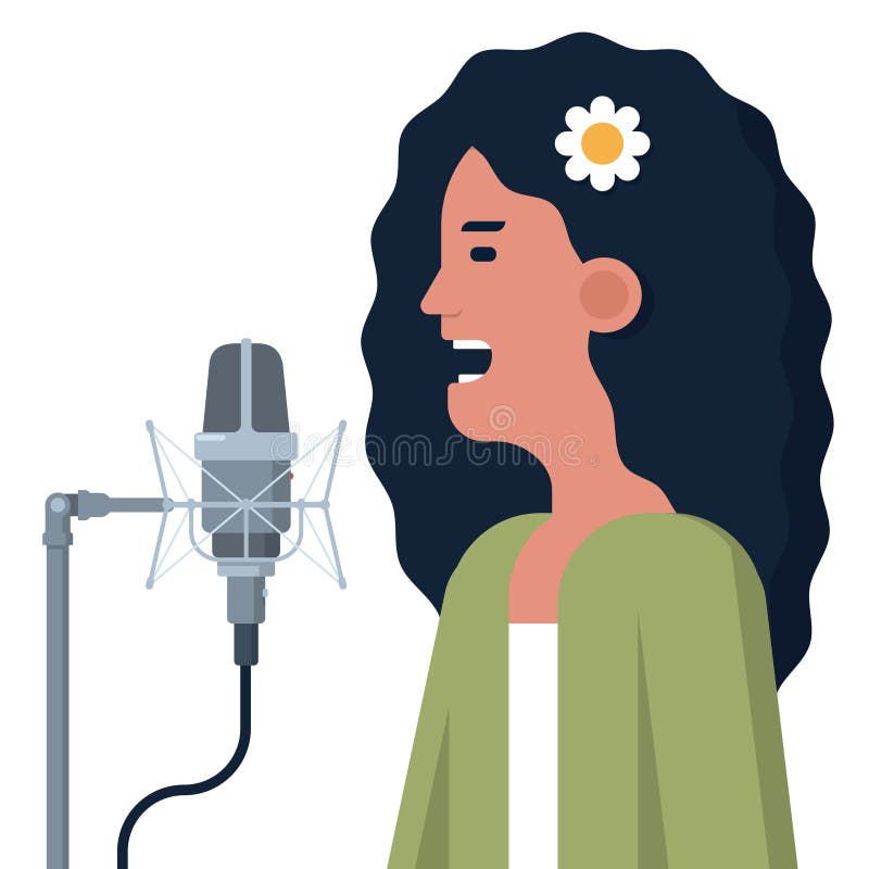 Woman Speaking Studio Microphone Stock Illustrations – 550 Woman ...