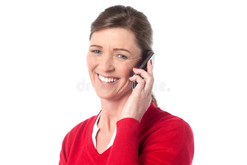 Woman Speaking Over Cellphone Stock Image - Image of isolated, network ...