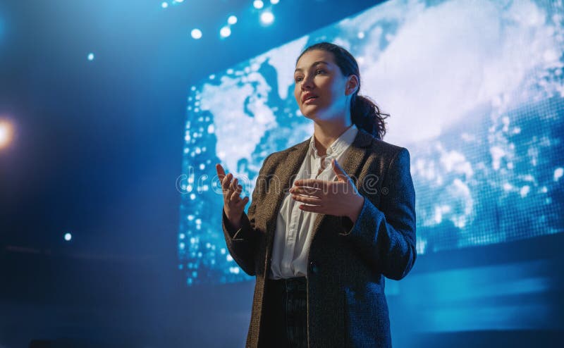 Woman is Speaking about Technologies Stock Photo - Image of cyberspace, interface: 371552768