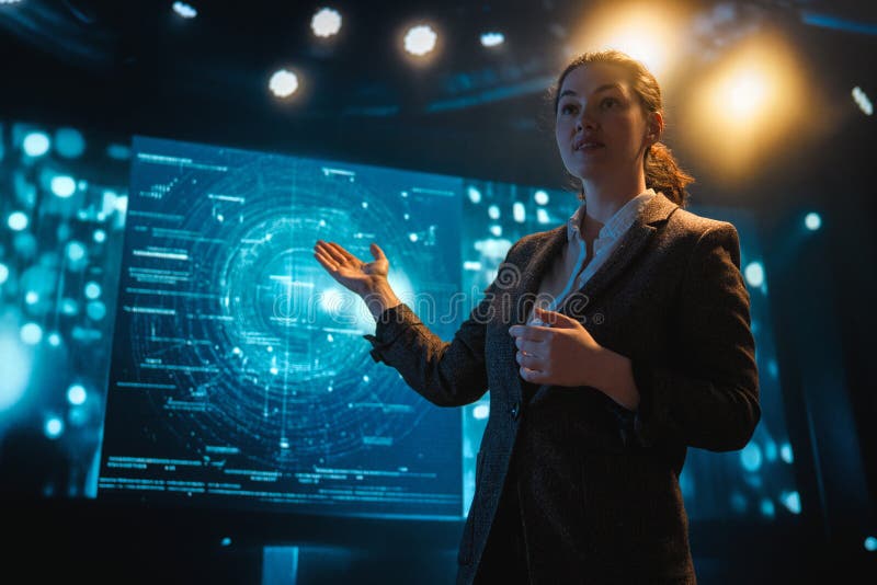 Woman is Speaking about Technologies Stock Image - Image of person ...