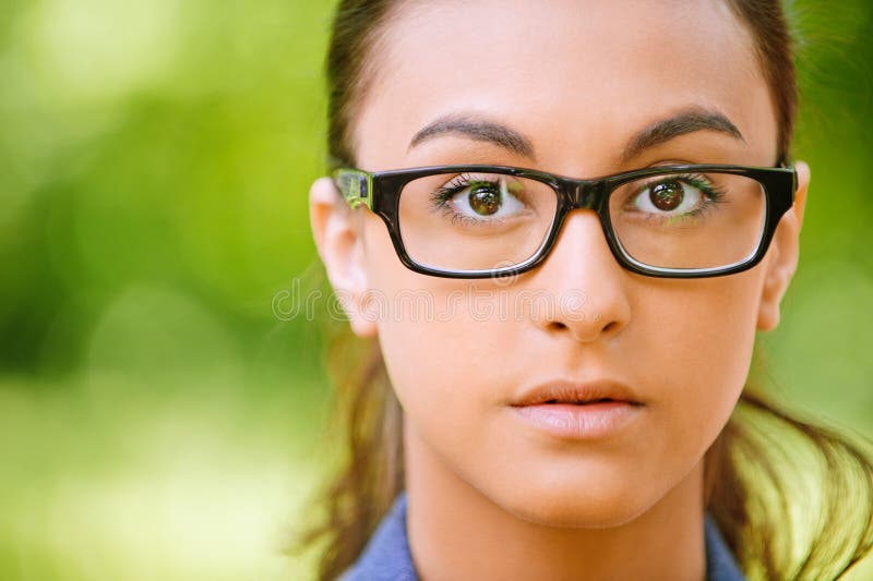 Woman in Spectacles Close Up Stock Photo - Image of park, green: 20041108