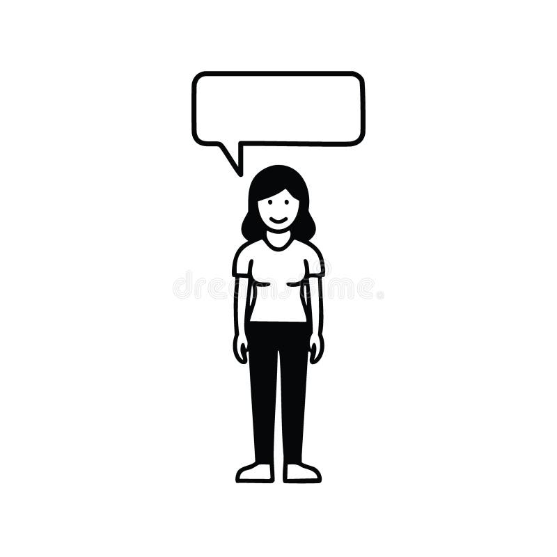 Woman Speech Bubble. Female Character with Blank Speech Bubble, Perfect ...