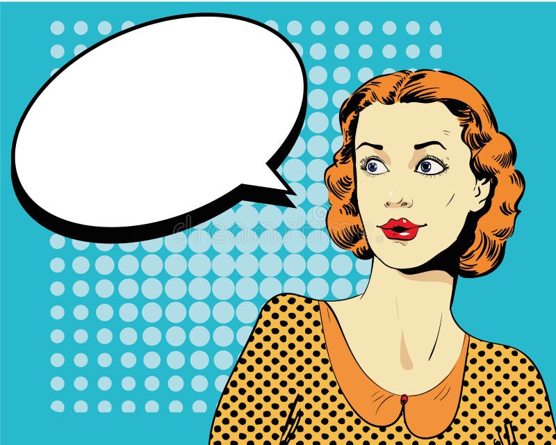 Woman With Speech Bubble Vector Illustration In Comics Retro Pop Art