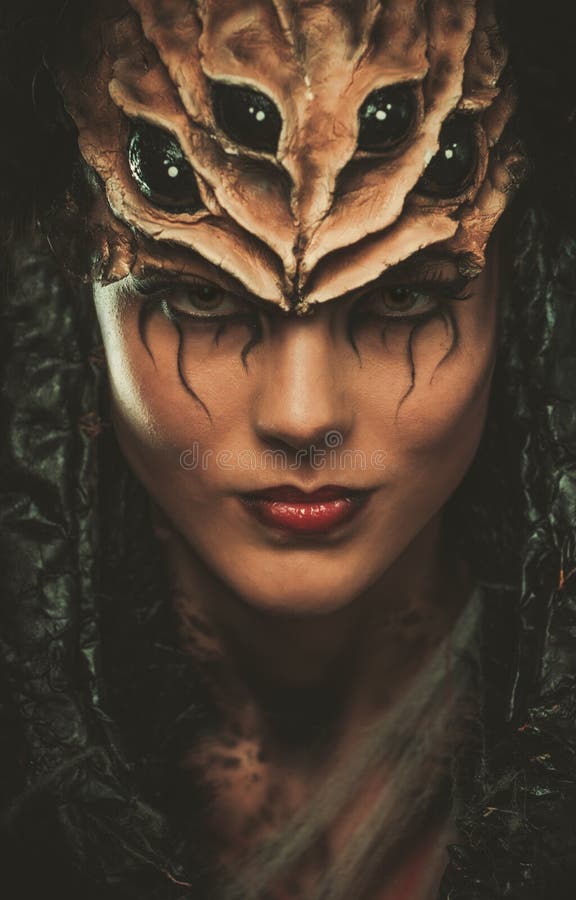 Woman with spider body art stock photo. Image of skin - 38467756