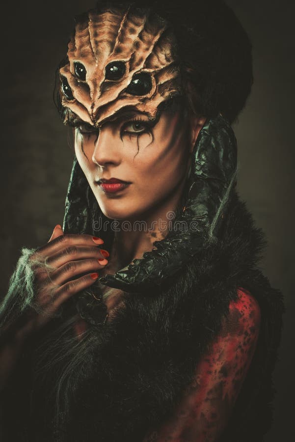 Woman with spider body art stock photo. Image of skin - 38467756