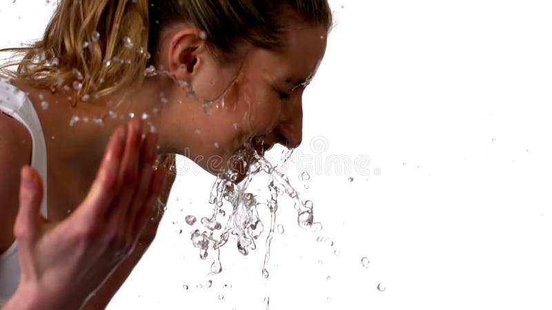 Woman Splashing Water on Her Face Stock Video - Video of beauty ...