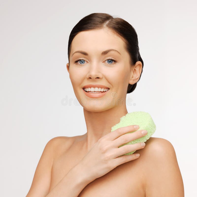 Woman with sponge stock image. Image of beautiful, person - 36824823
