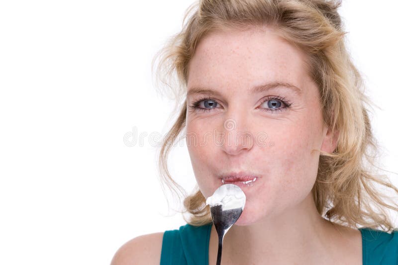 Woman with spoon stock photo. Image of nourishment, mouth - 7650068