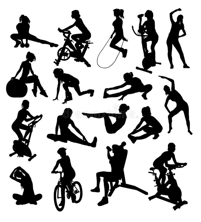 Woman,Sport Activity Silhouettes Stock Vector - Illustration of aerobic ...