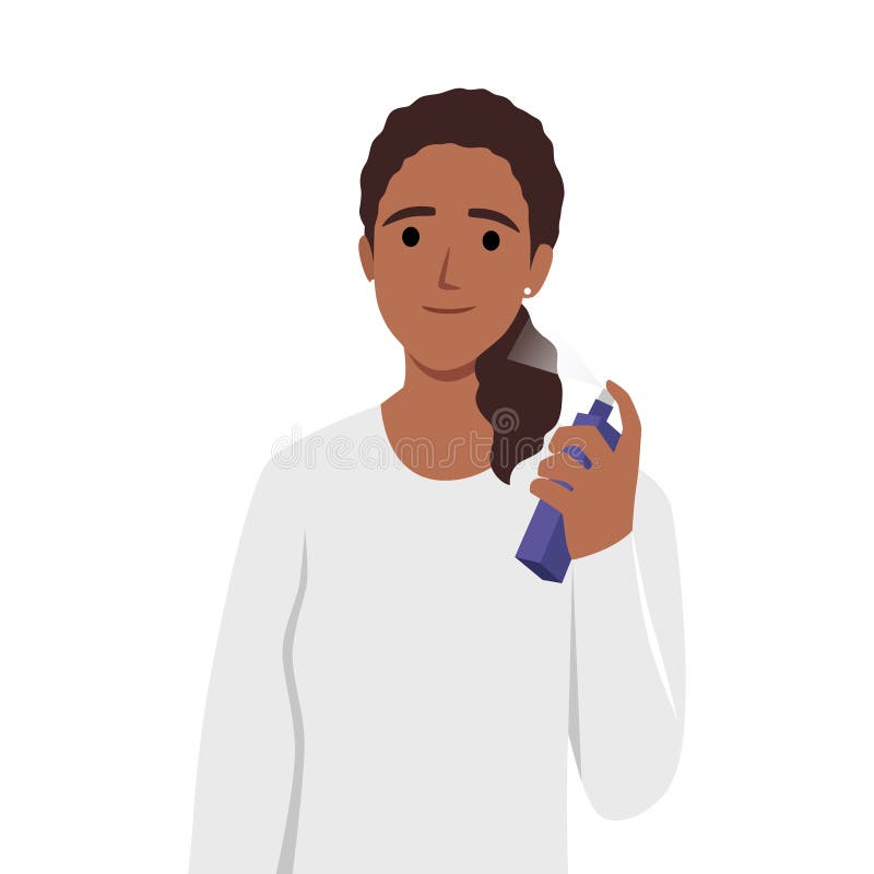 Woman spray parfume stock illustration. Illustration of happy - 338088328