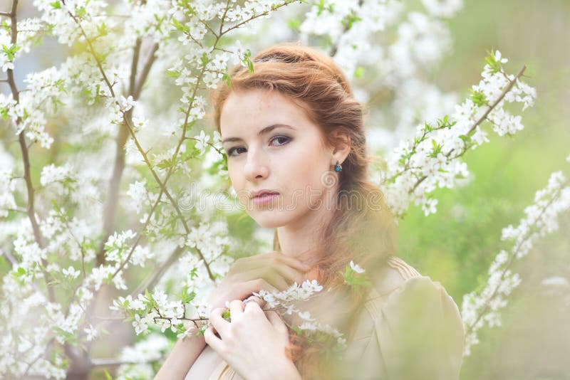 Woman in spring stock photo. Image of park, branch, adult - 29287018