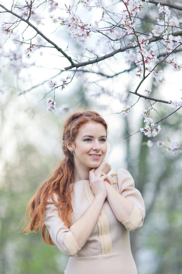 Woman in spring stock image. Image of face, floral, hair - 29305701