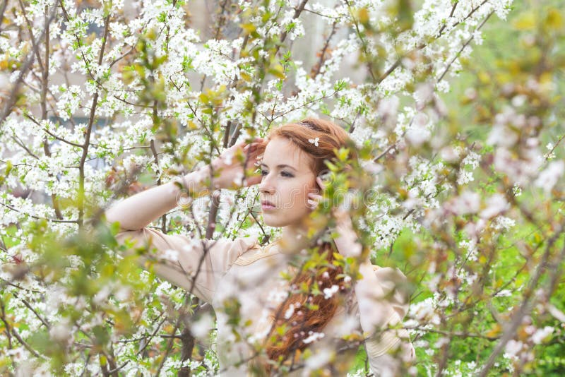 Woman in spring stock photo. Image of branch, blossom - 29305756