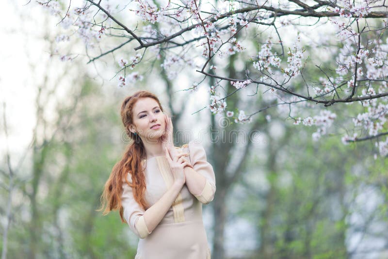 Woman in spring stock image. Image of nature, cute, garden - 29305933