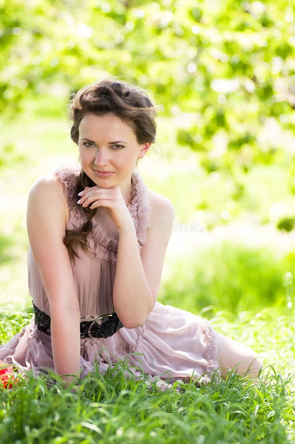 Woman in spring garden stock image. Image of beauty, outdoor - 24706061