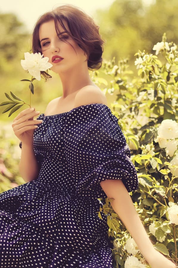 Woman in spring garden stock photo. Image of health, flower - 44301290