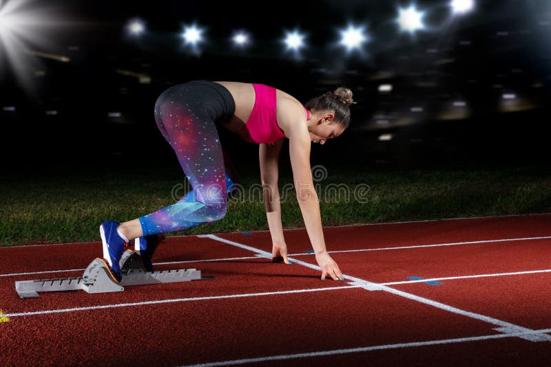 257 Female Sprinter Track Starting Blocks Stock Photos - Free & Royalty ...