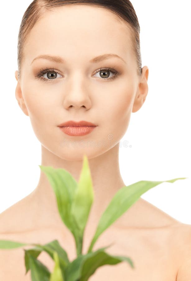 Woman with sprout stock image. Image of female, bright - 40238787