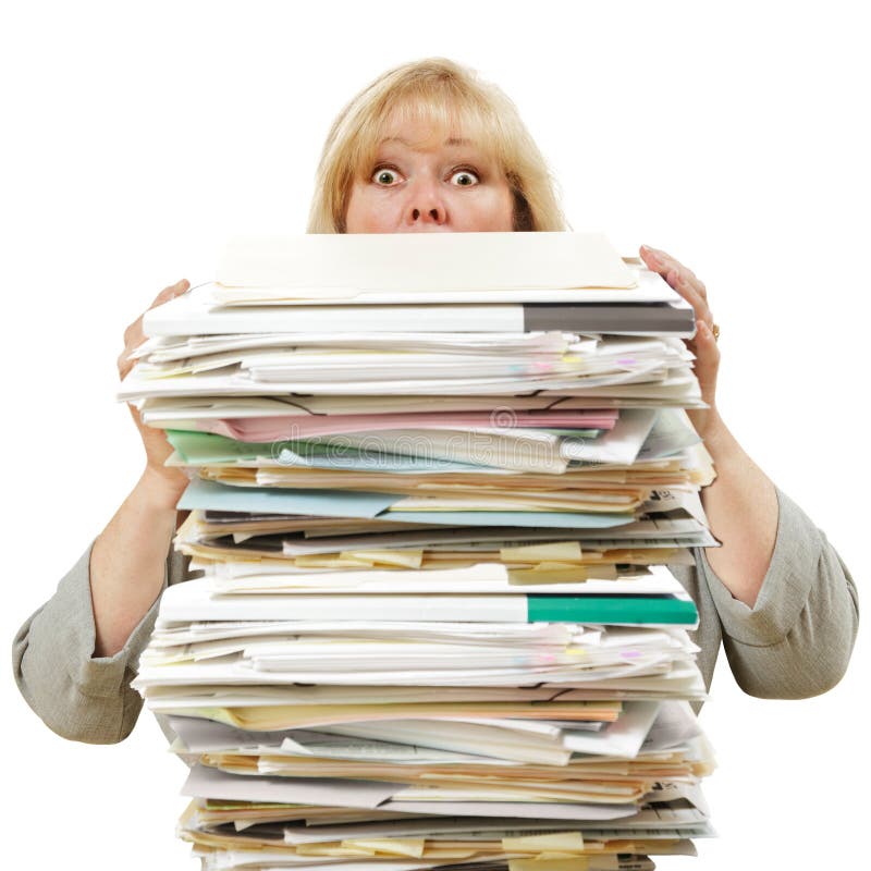 Woman With Stack Of Papers Royalty Free Stock Photos - Image: 19642138