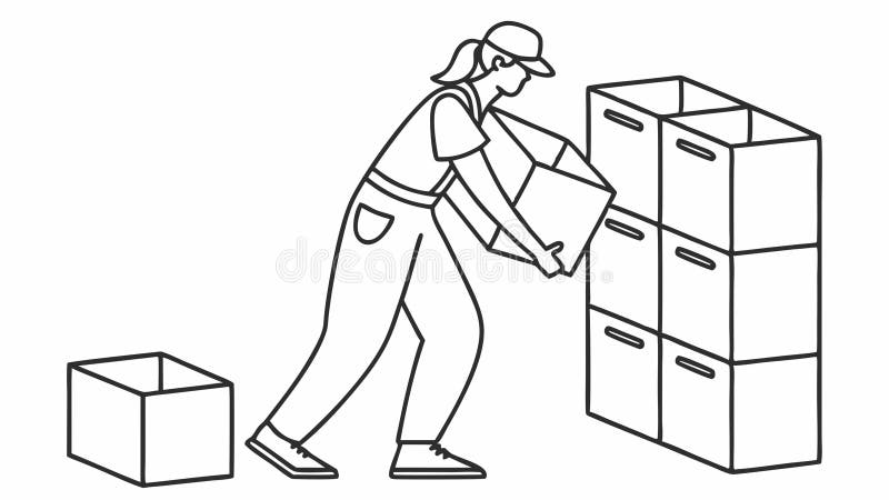 Woman Stacking Boxes Warehouse Logistics Vector, Vector Design ...