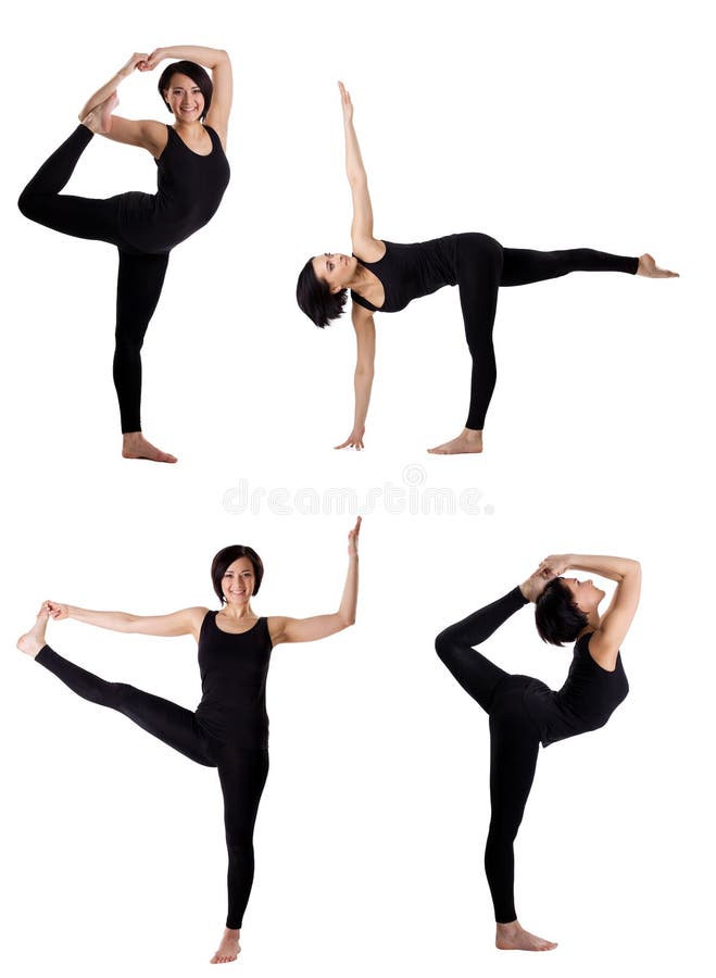 Woman Stand In Yoga Dancer Pose Collection Stock Photo - Image of adult ...
