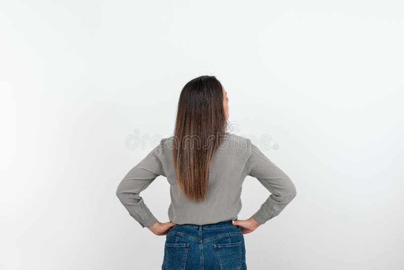 Woman Standing Backwards. Businesswoman Thinking of Plans. Guy Brain ... Woman Standing Backwards. Businesswoman Thinking of Plans. Guy Brain ...