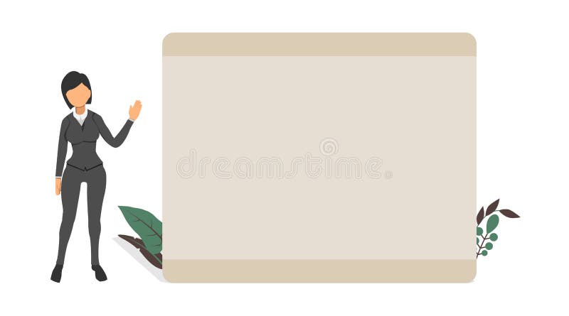 A Woman is Standing. Blank Presentation Template with a Female Model ...