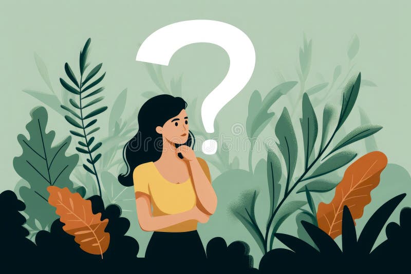 A Woman is Standing in Front of a Large Question Mark Stock ...