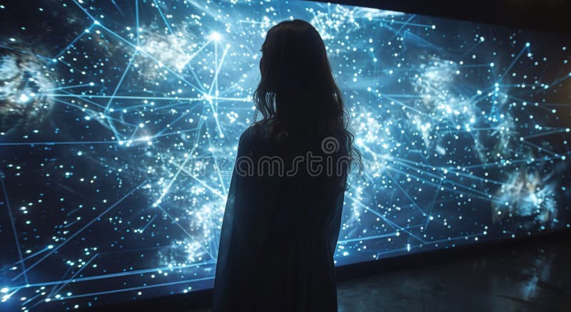Woman Standing in Front of Large Screen Stock Photo - Image of front ...