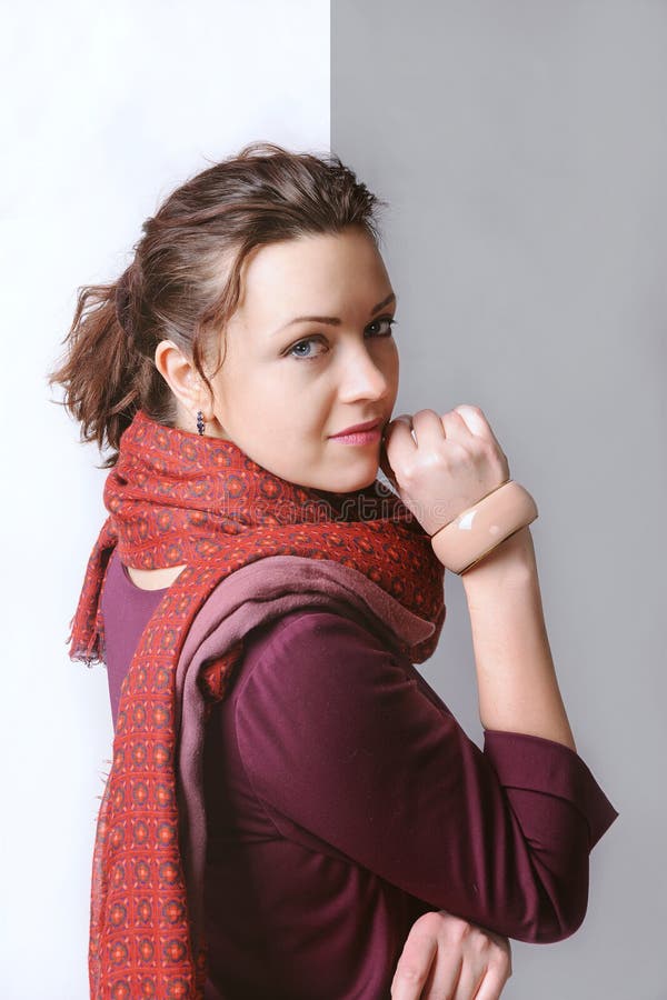 Woman Standing in Half a Turn Wondered about Something Stock Image ...