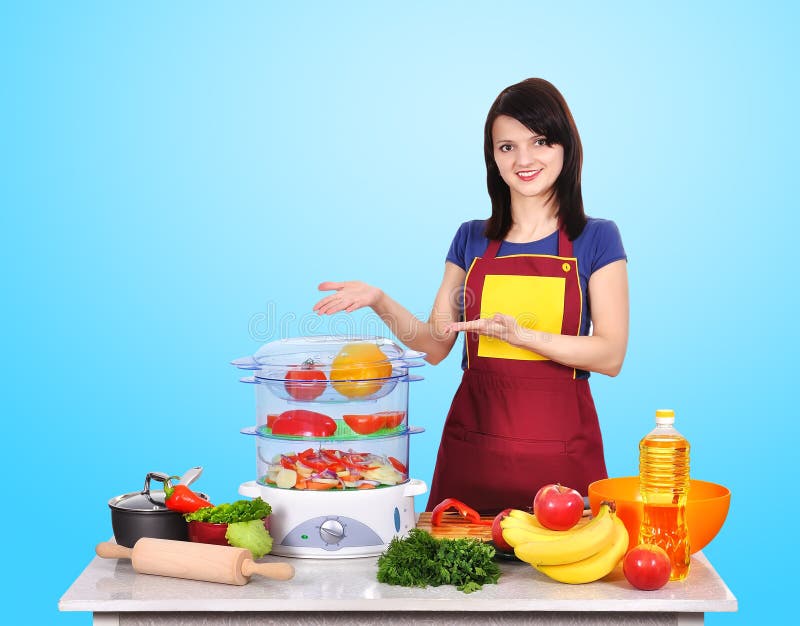 Woman standing in kitchen stock photo. Image of cook - 37571260