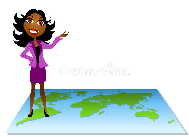 Woman Standing on Map 2 stock illustration. Illustration of environment ...