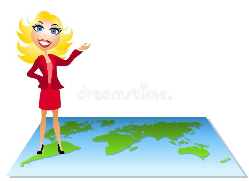 Woman Standing on Map stock illustration. Illustration of issues - 5290637