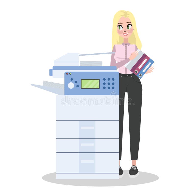 Office Printer And Scanner Isolated Object Work Equipment Stock Vector ...