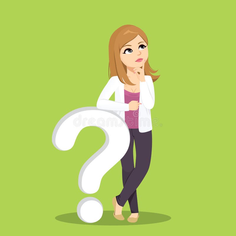 Woman Standing with Question Mark Stock Vector - Illustration of ...