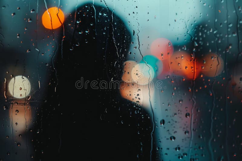 A Woman is Standing in the Rain with Her Head Down Stock Photo - Image ...